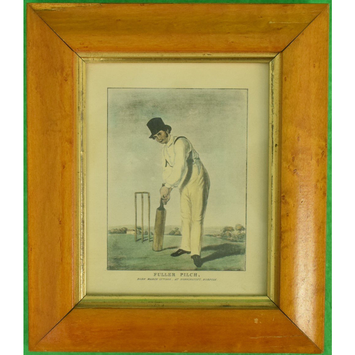 "Fuller Pilch" Cricket Player c1803 Hand-Coloured Litho (SOLD)