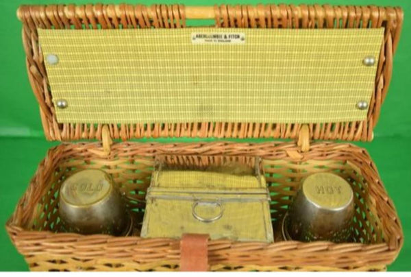 "Abercrombie & Fitch English Wicker Hamper w/ Hot & Cold Thermos & San