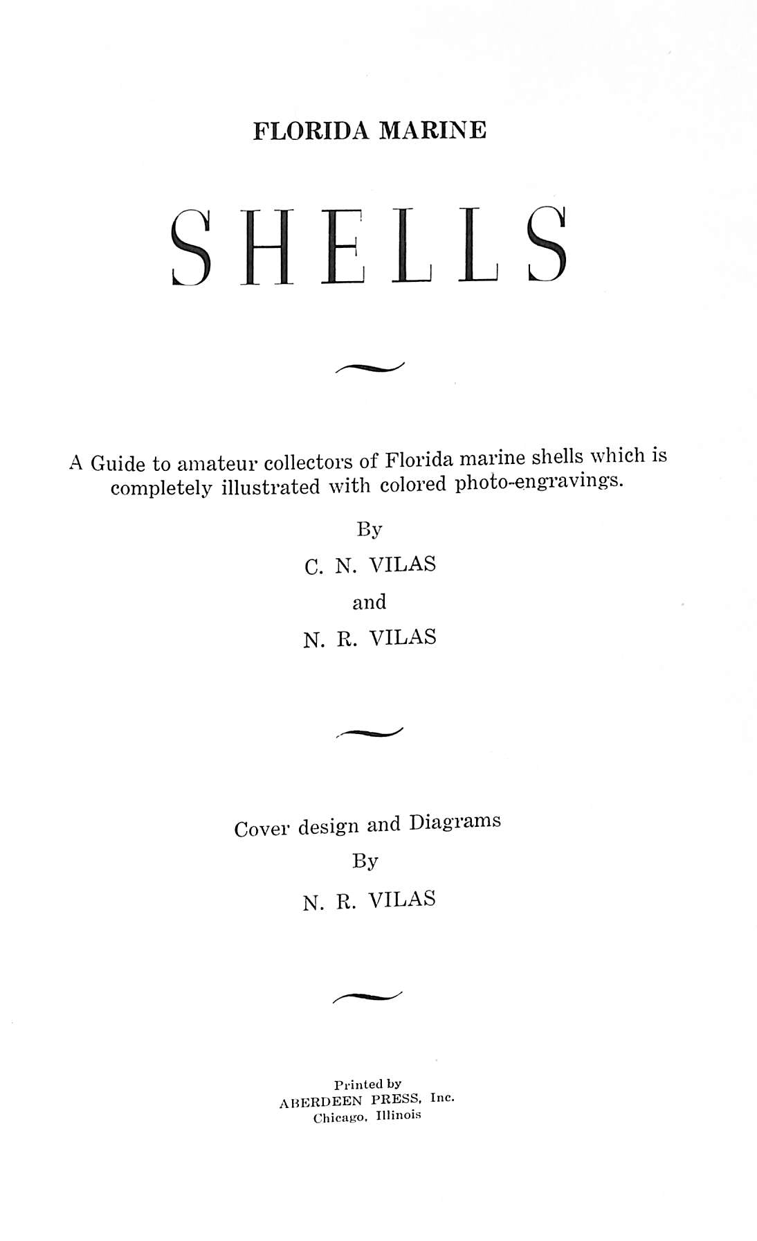 "Florida Marine Shells" 1945 VILAS, G.N. & N.R. (SOLD)