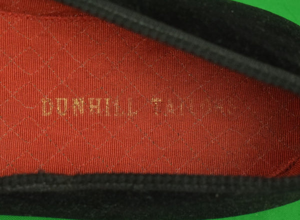 "Dunhill Tailors Black Velvet English Slippers w/ Gilt Horse Head Bull