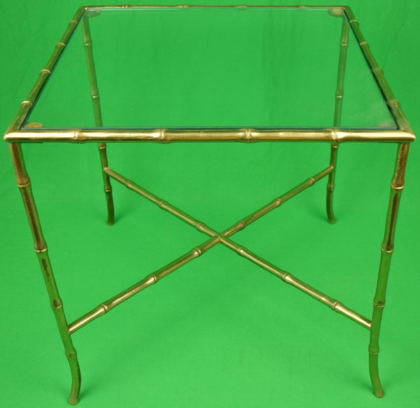 "Bronze Bamboo Table w/ Glass Top"