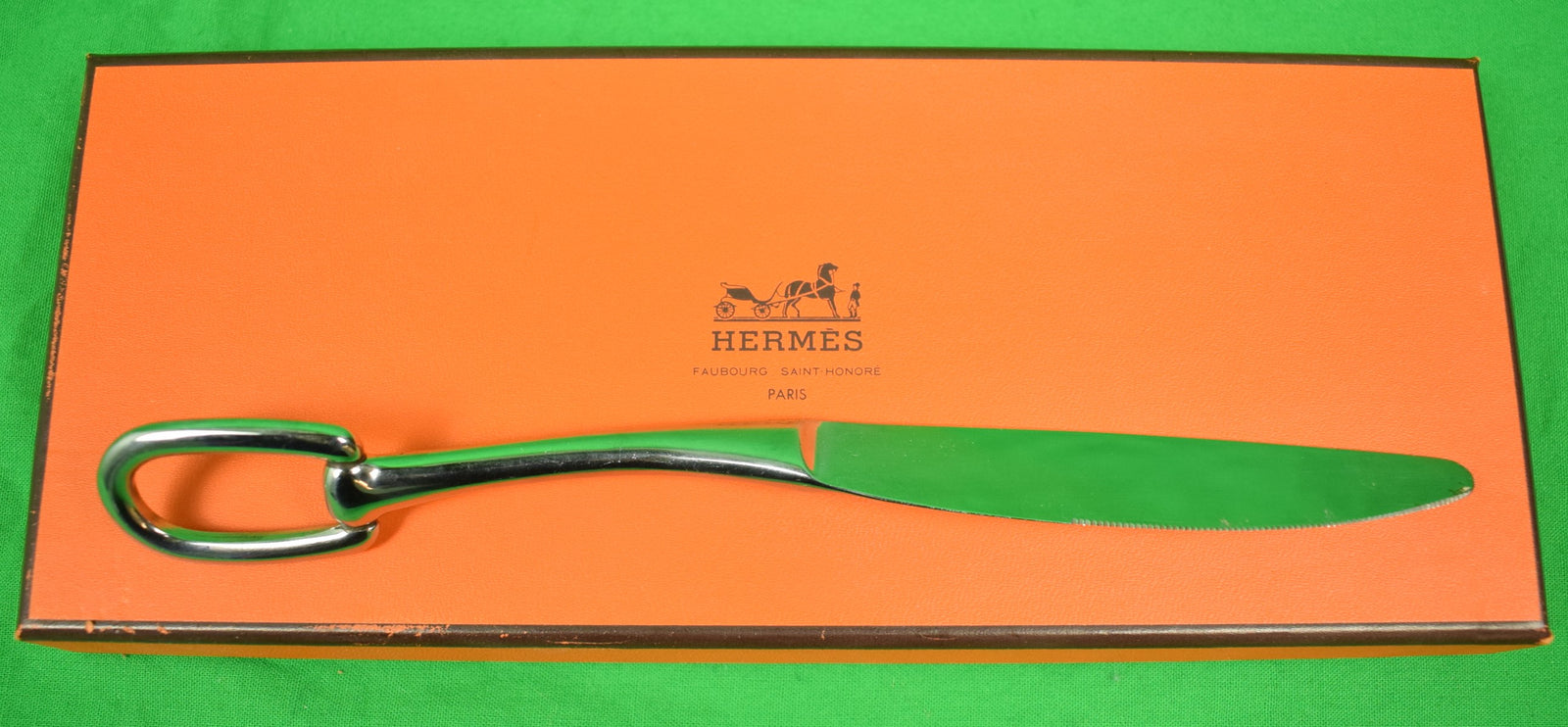 "Hermes Paris Attelage Silverplate Snaffle Bit Handle Dinner Knife"