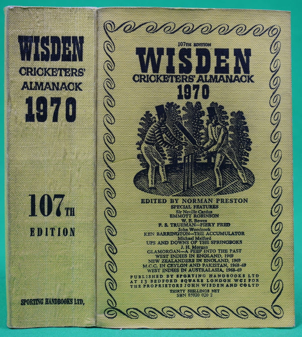 "Wisden Cricketers' Almanack 107th Edition" 1970 PRESTON, Norman