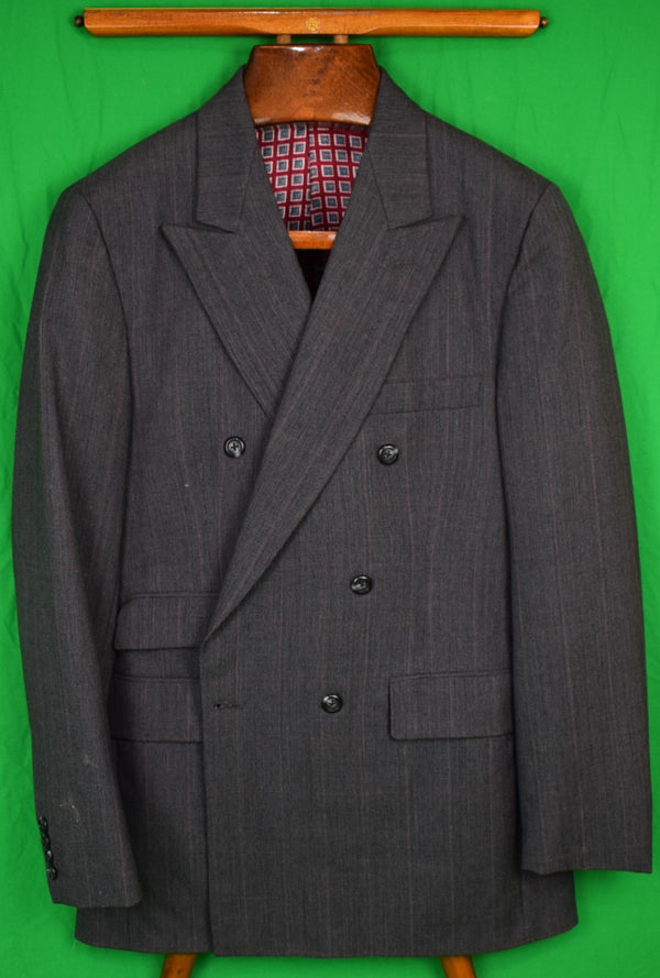 "Chipp Grey Tickweave Windowpane D/B Suit w/ Foulard Lining" Sz 39R (S