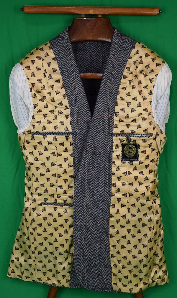 "Chipp Grey Herringbone Tweed w/ Fox-Head Yellow Lining Sport Jacket"