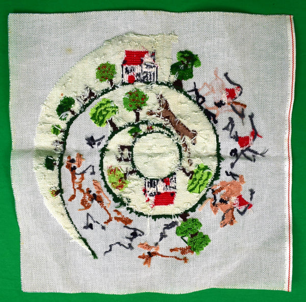 "Hand-Needlepoint Fox-Hunt Pillow Canvas" (SOLD)