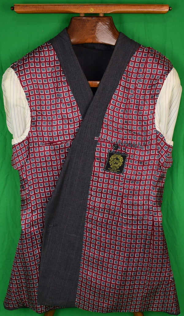 "Chipp Grey Tickweave Windowpane D/B Suit w/ Foulard Lining" Sz 39R (S