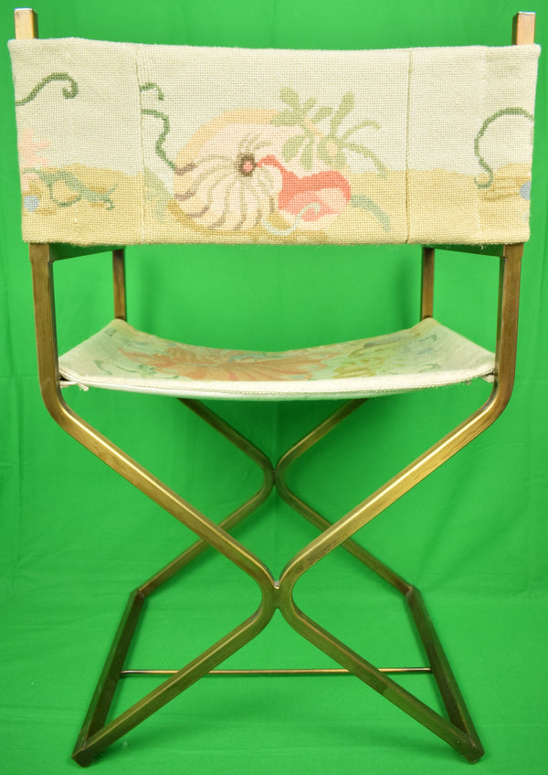 Palm Beach Seashells c1960s Hand-Needlepoint Director's Chair (SOLD)