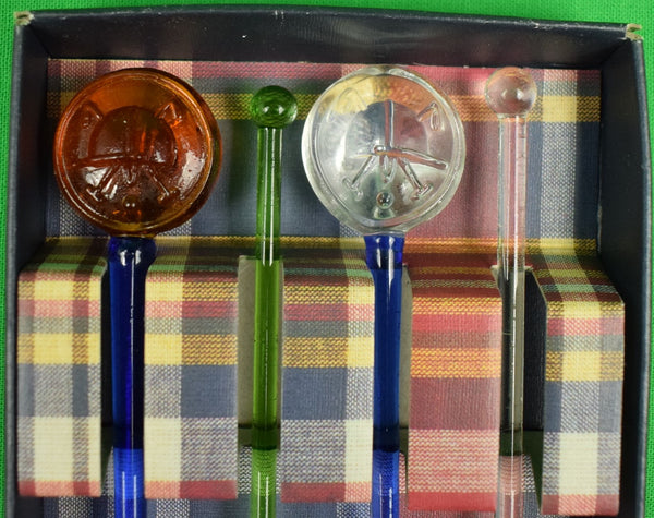 "Box Set of Ralph Lauren 4 Glass Polo X'd Mallet Swizzle Sticks"
