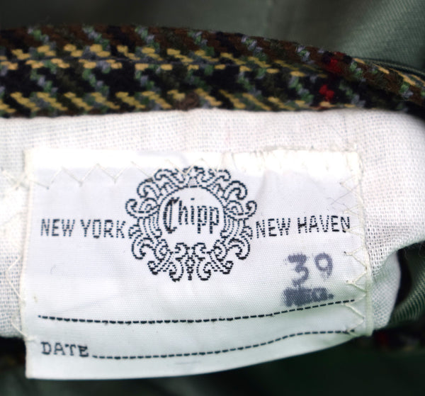 "Chipp Grey/ Olive Gun Check Tweed Sport Jacket" Sz 39R