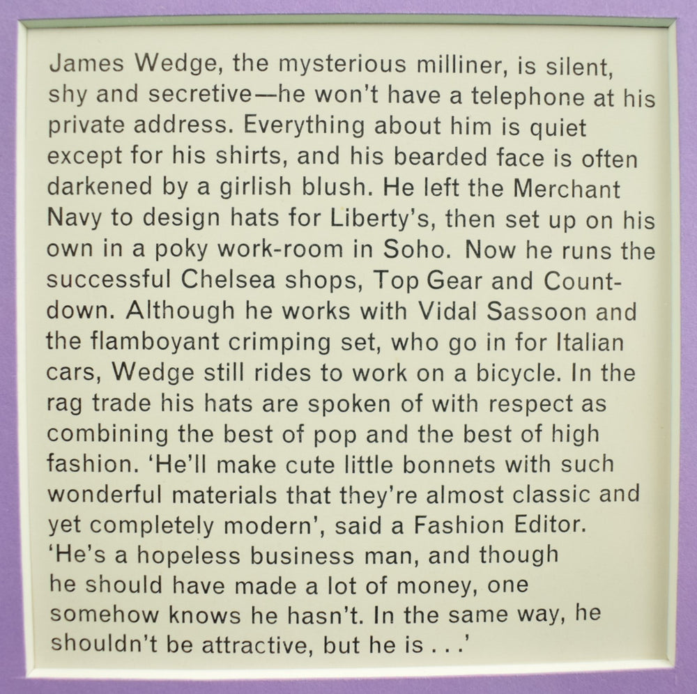 "James Wedge: The Mysterious Milliner' c1965 From David Bailey's 'Box
