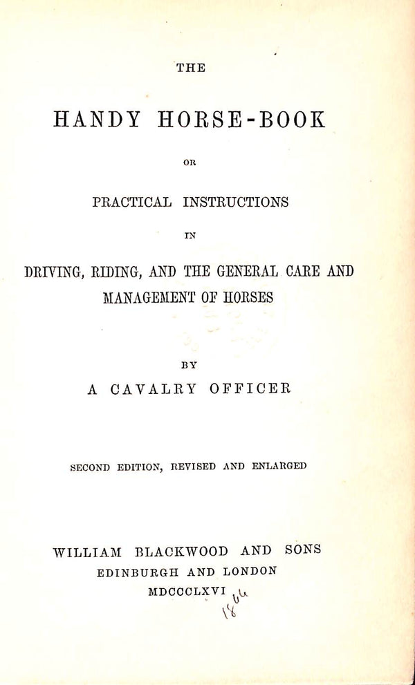 "The Handy Horse-Book" 1866 A Cavalry Officer