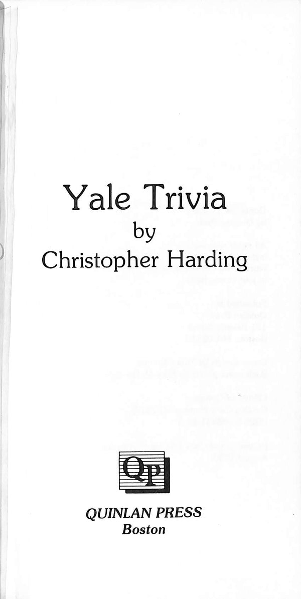 "Yale Trivia" 1986 HARDING, Christopher