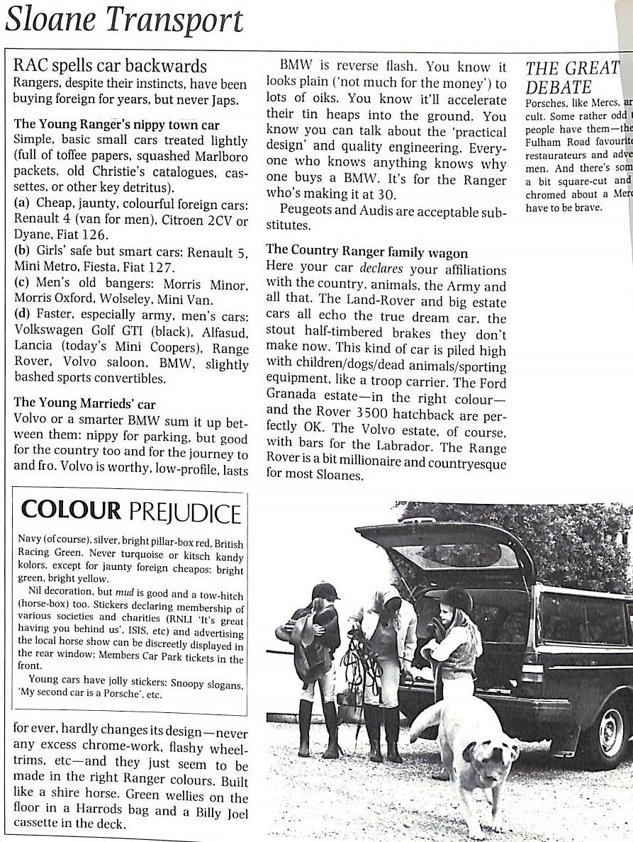 "The Official Sloane Ranger Handbook The First Guide To What Really Ma