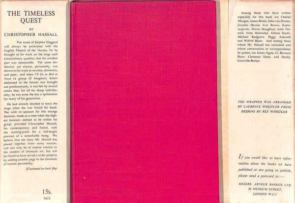 "The Timeless Quest; Stephen Haggard" 1948 HASSALL, Christopher
