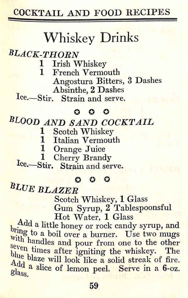 "Gordon's Cocktail And Food Recipes" 1934 GORDON, Harry Jerrold