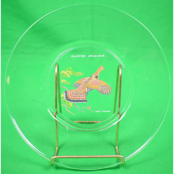 "Set x 8 Ned Smith Hand Painted Game Bird Glass Salad Plates"