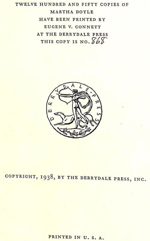 "Martha Doyle And Other Sporting Memories" 1938 DANIELSON, Richard E.
