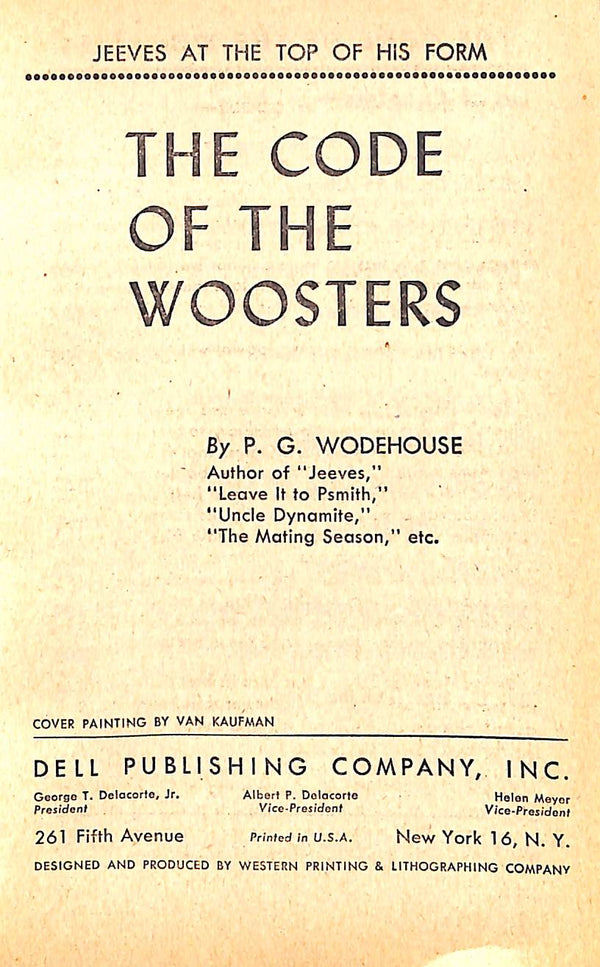 "The Code Of The Woosters" 1938 WODEHOUSE, P.G.