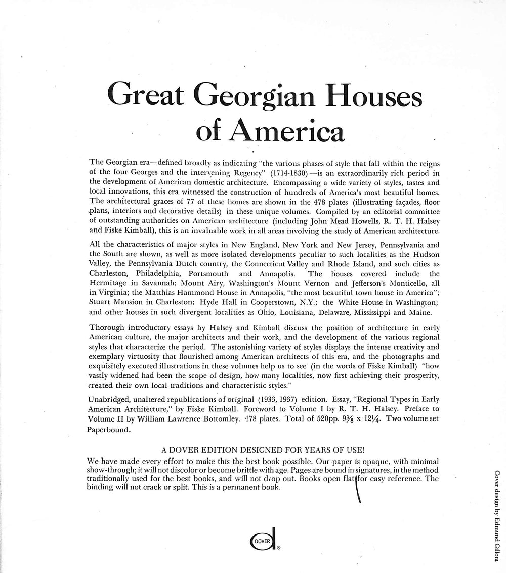"Great Georgian Houses Of America Vol. I" 1970