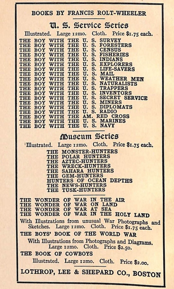"The Tusk-Hunters" 1927 ROLT-WHEELER, Francis