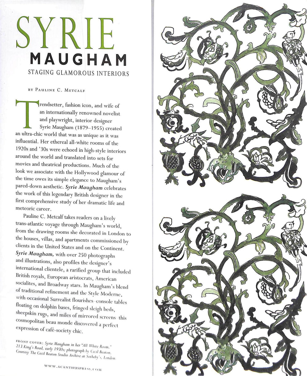 "Syrie Maugham: Staging Glamorous Interiors" 2010 METCALF, Pauline (SO