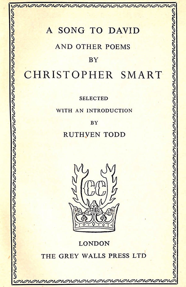 "Selected Poems By Christopher Smart" 1947 SMART, Christopher