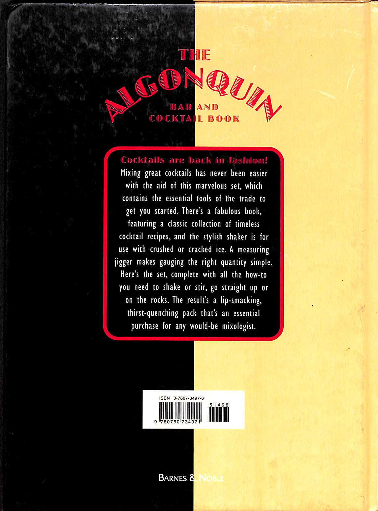 "The Algonquin Bar and Cocktail Book" 2002 KIERNAN, Anna