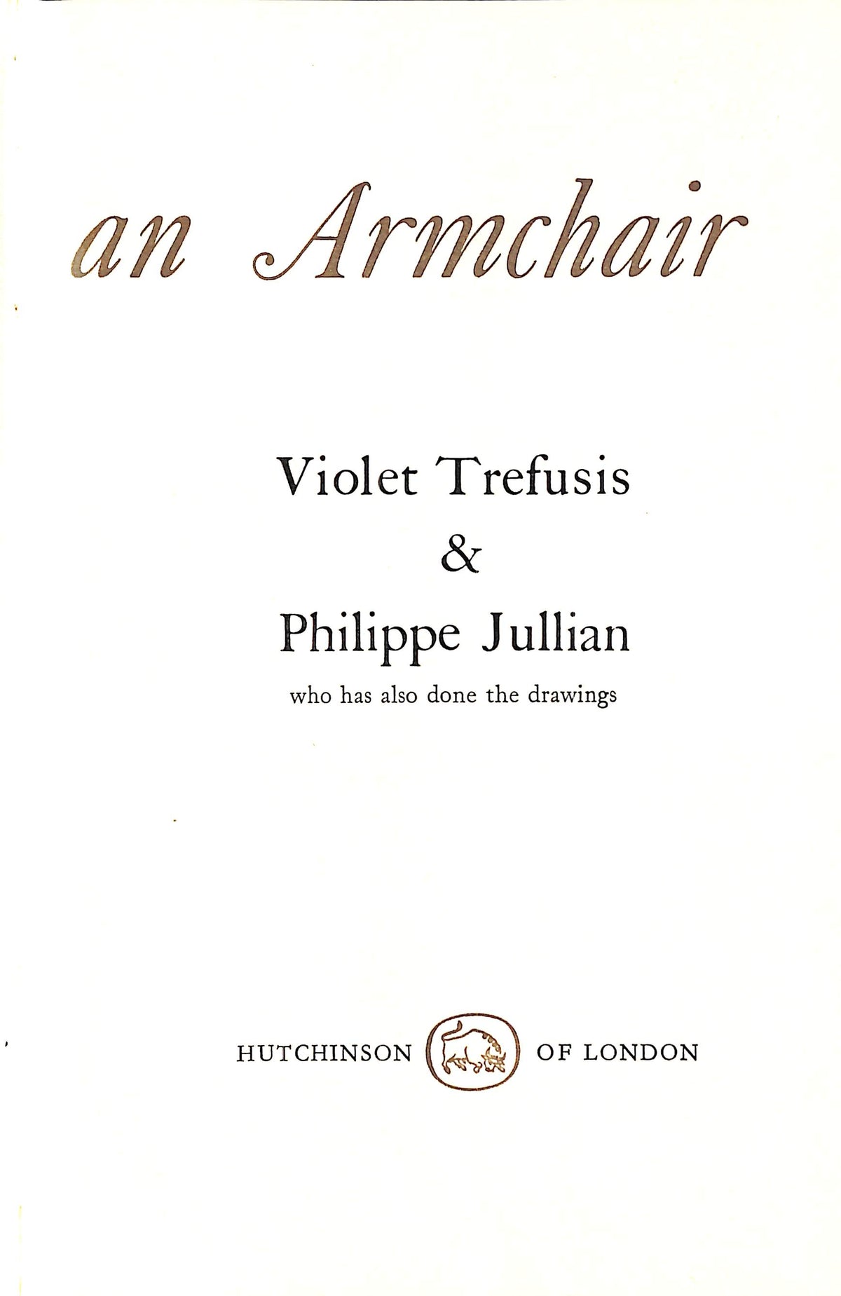 "Memoirs Of An Armchair" 1960 TREFUSIS, Violet & JULLIAN, Philippe (SO