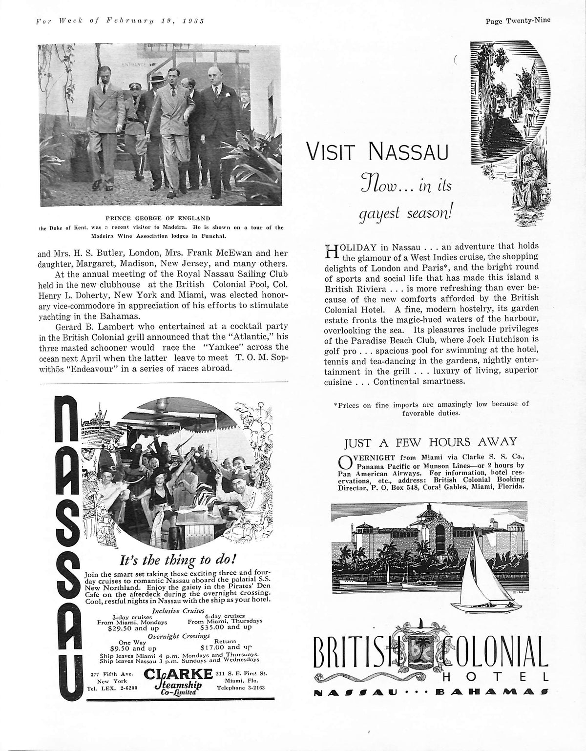 "Palm Beach Life Magazine" February 19, 1935