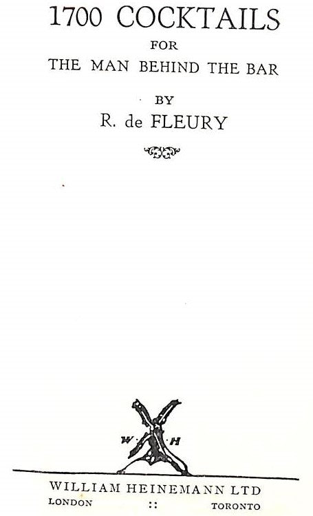"1700 [Seventeen Hundred] Cocktails For The Man Behind The Bar" 1934 D