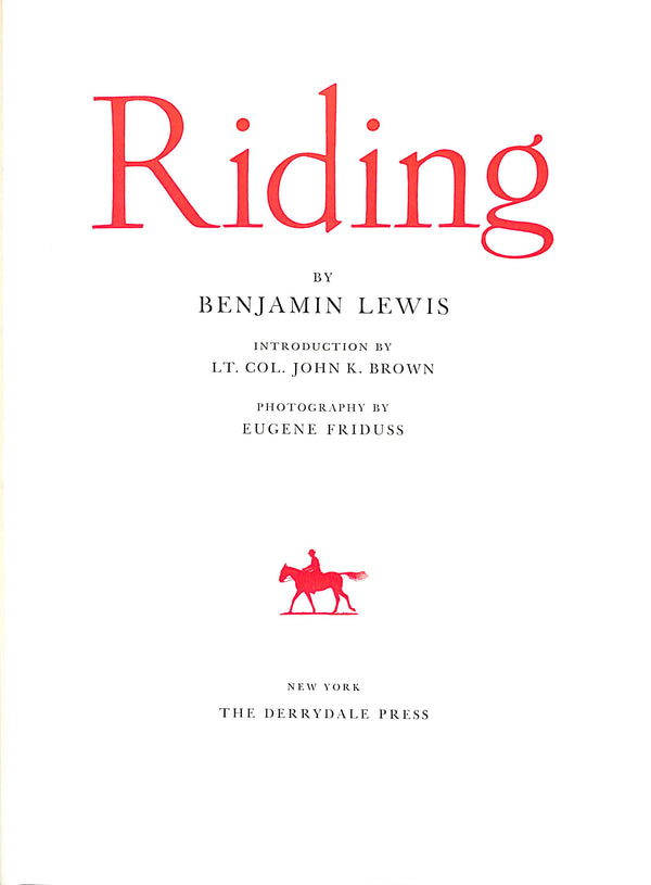 "Riding" 1936 LEWIS, Benjamin