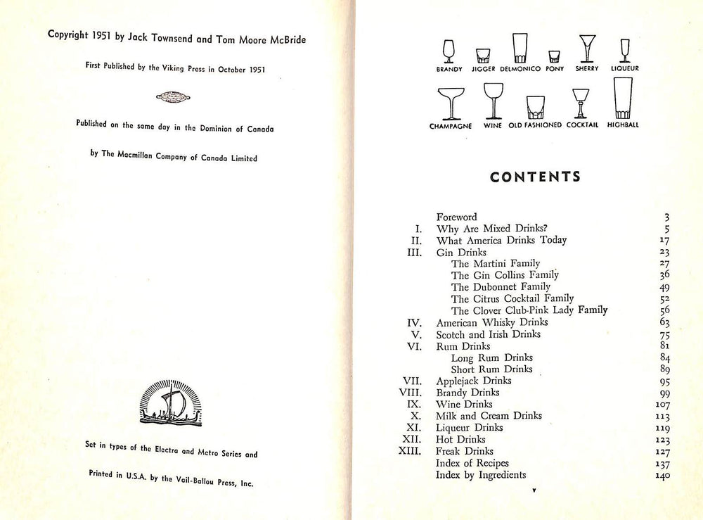 "The Bartender's Book" 1951 TOWNSEND, Jack and MCBRIDE, Tom Moore