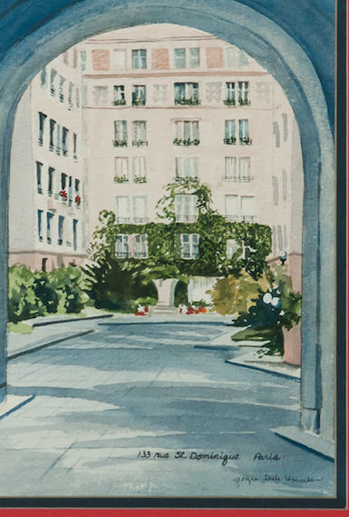 "133 Rue St. Dominique Paris" Watercolour by Georgia Drake Edmondson