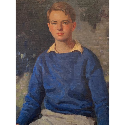 "Portrait Of A Young Tennis Pro" 1936 by Carl Wendell Rawson American,