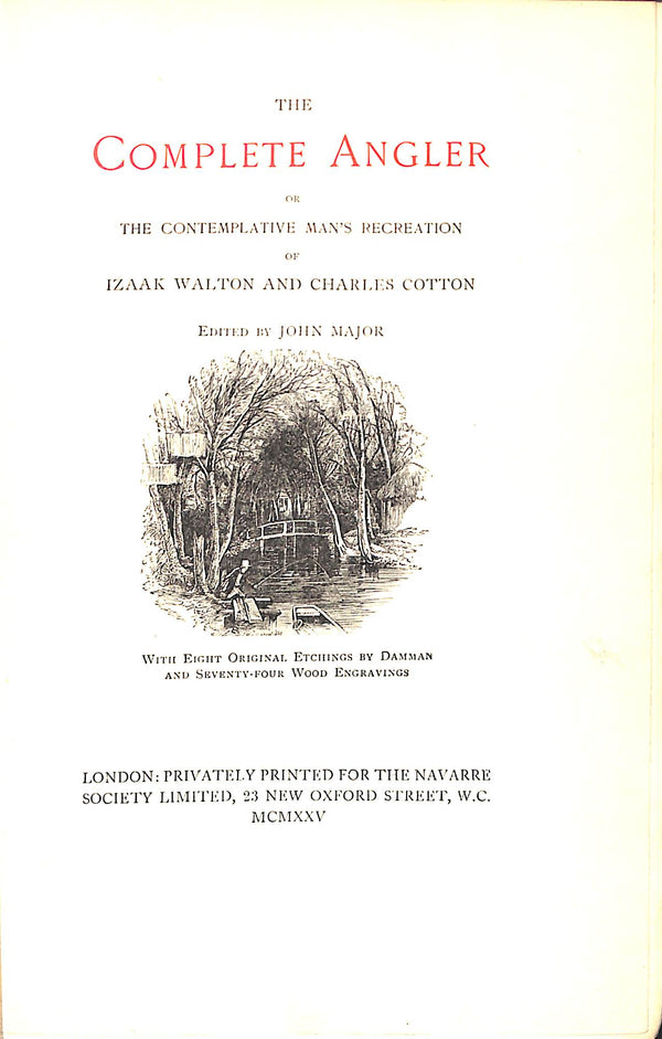 "The Complete Angler: Or The Contemplative Man's Recreation" 1925 WALT