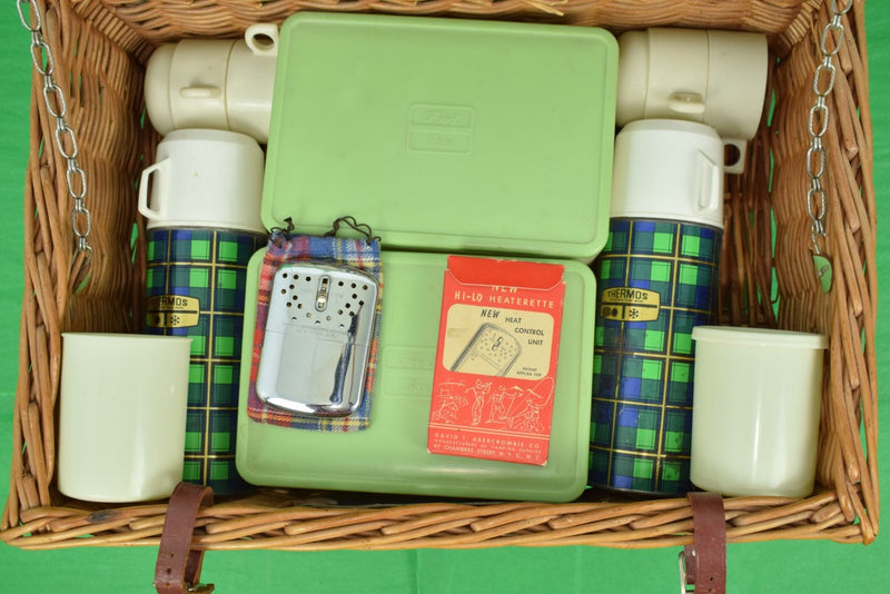 "Abercrombie & Fitch English Wicker w/ Green-Liner Picnic Hamper"
