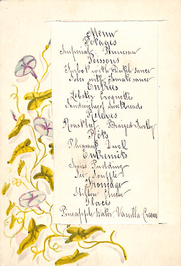 Hand-Written c1920s Menu Card