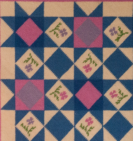 Custom Needlepoint Floral Geometric Framed Canvas