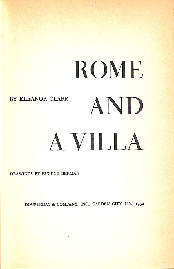 "Rome And A Villa" 1952 CLARK, Eleanor