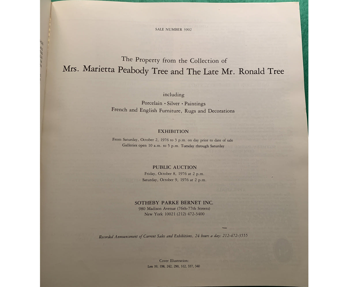 "The Property From The Collection Of Mrs Marietta Peabody Tree And The