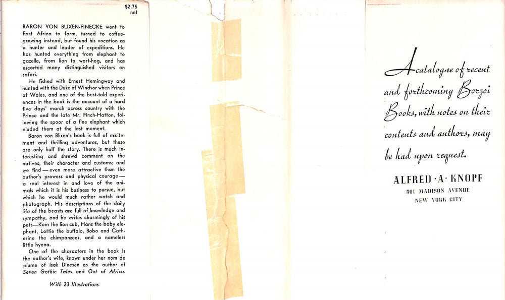 "African Hunter" 1938 VON BLIXEN-FINECKE, Baron Bror Fredrik